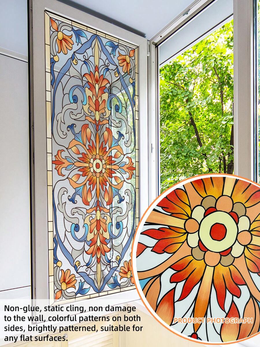 1pc Simple Colorful Patterned Electrostatic Glass Window Film Self ...