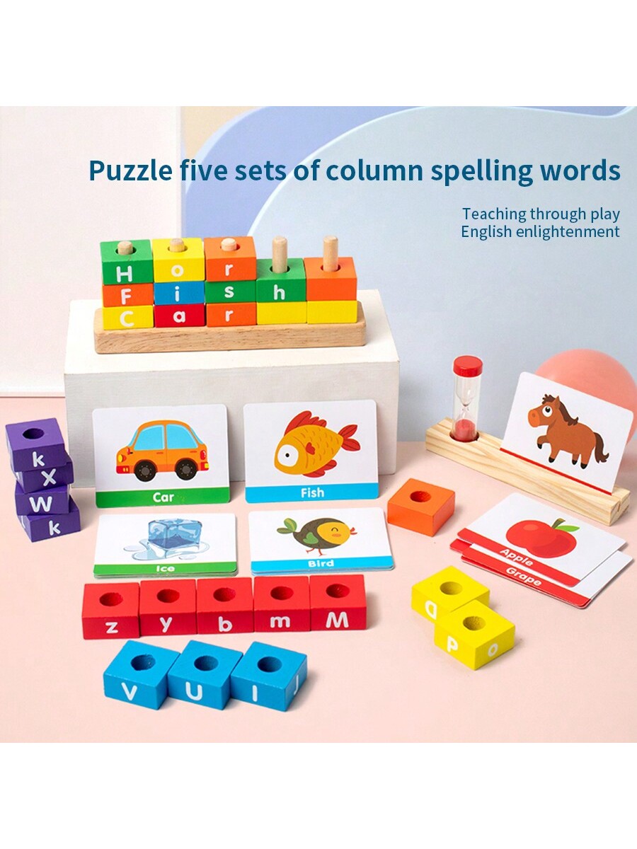 Montessori Spelling Word Building Wooden English Letter Matching Stick ...