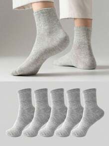 5pairs/15pairs Women's Solid Color Ankle Socks Breathable Moisture ...