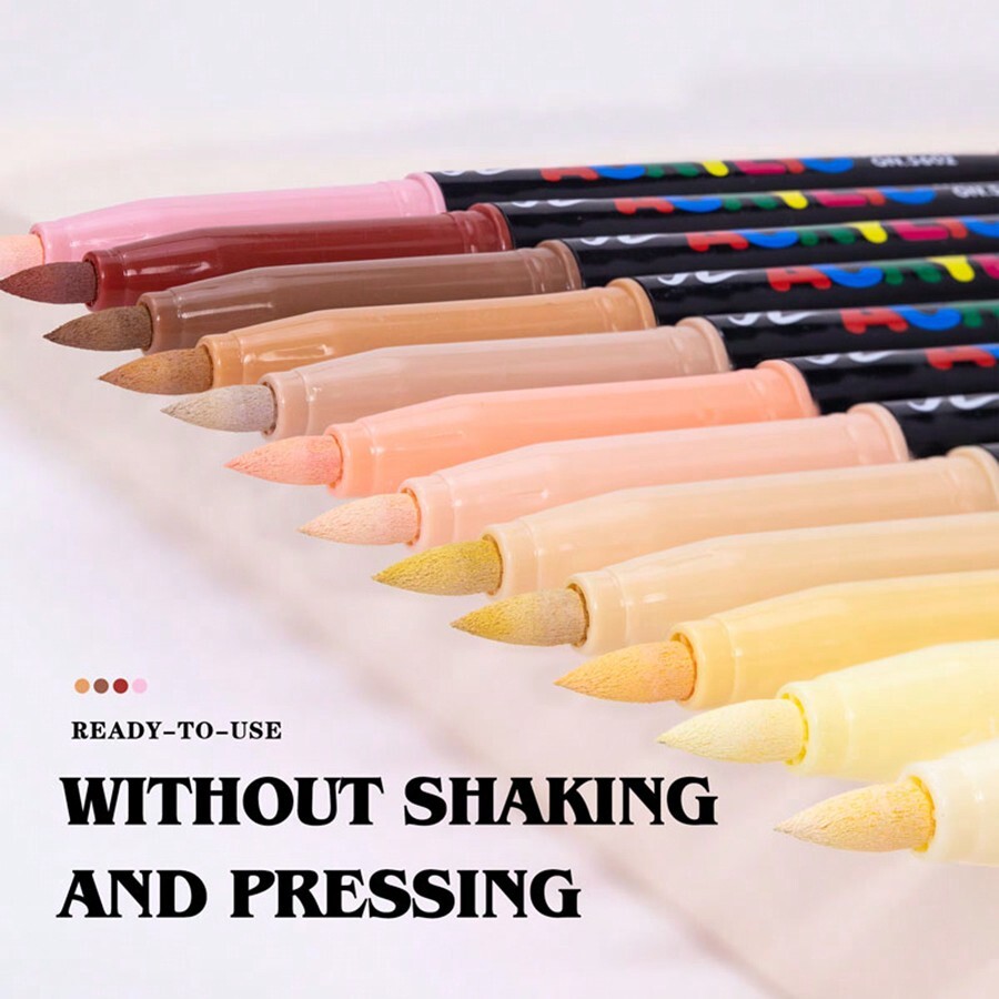 GuangNa 12/24 Colors Skin Tone Markers Pens,Nylon Soft Head Acrylic ...