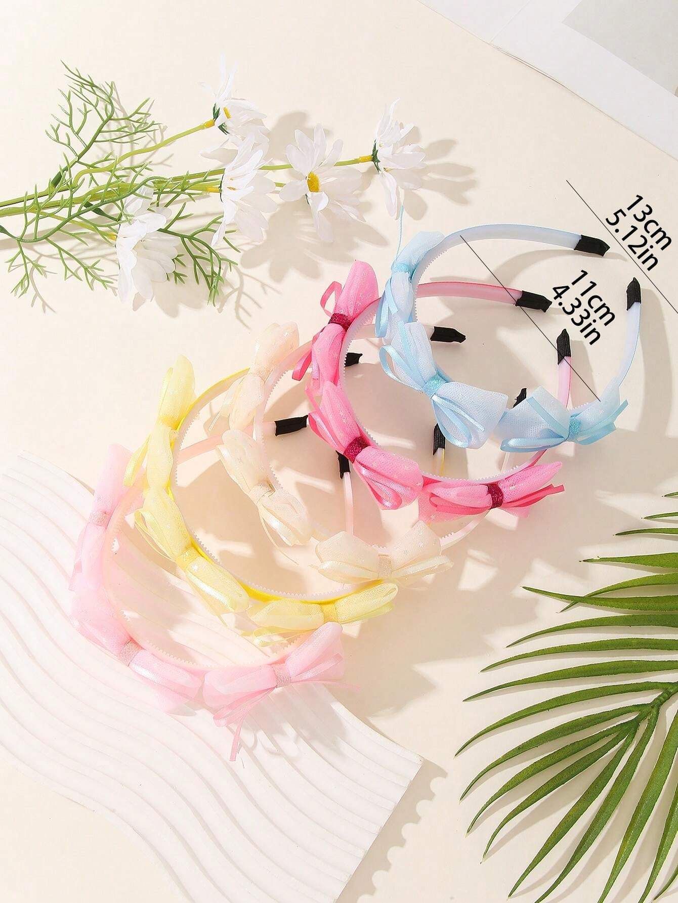 5 Girls Onion Pink Mesh Bows Are Beautifully Decorated With Personality ...