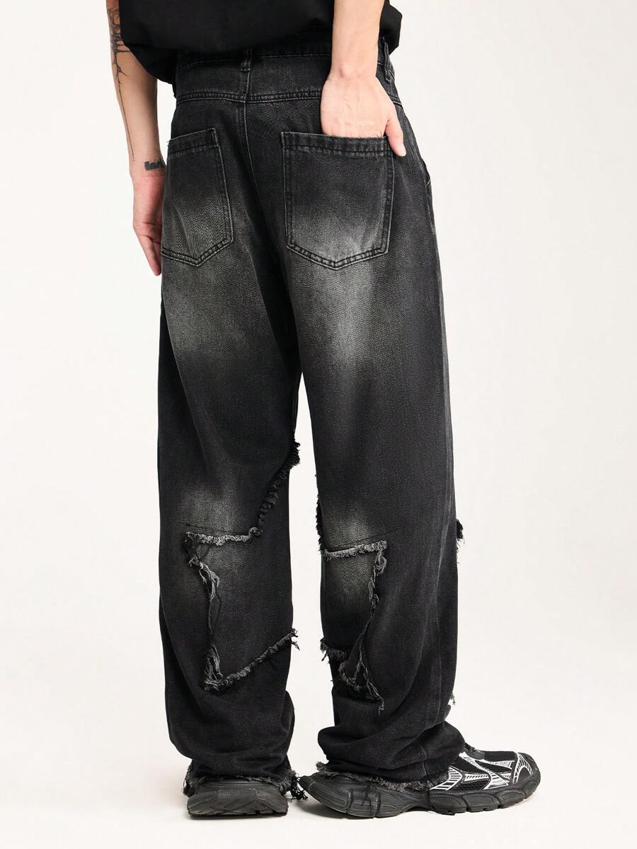 INFLATION Jeans amplios de pierna recta con diseño de estrella ...