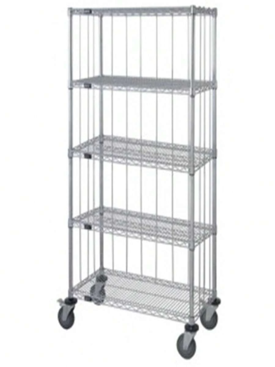 Unbeatablesale 5 Shelf Rods & Tabs Enclosed Chrome Wire Shelving Cart ...