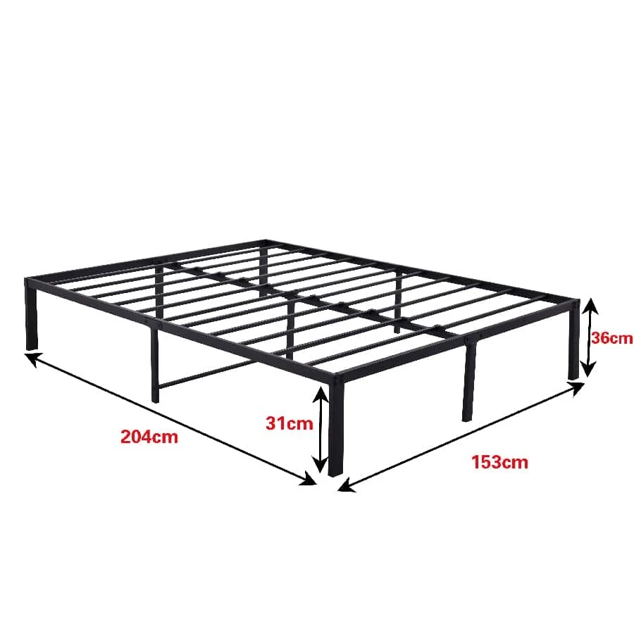 12 Inch Bed Frame Queen Size Heavy Duty Steel Slat Support Metal ...