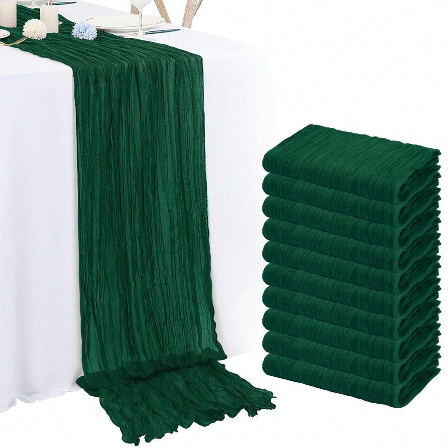 10 Pack 10Ft Cheesecloth Table Runner Boho Romantic Gauze Table Runner ...