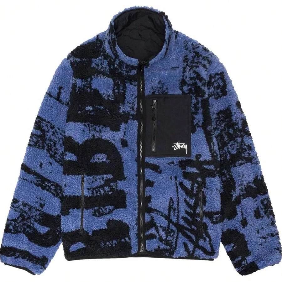 Stüssy STUSSY Men Sherpa Reversible Stamp Jacket | SHEIN USA