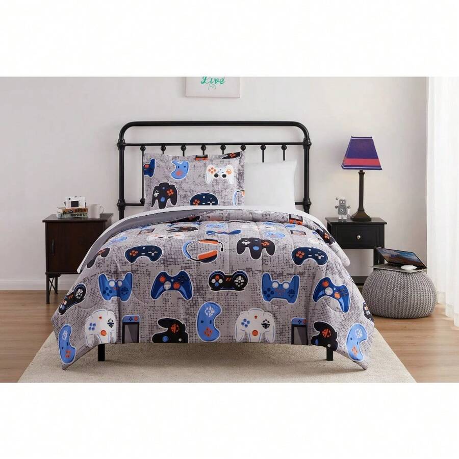 Glow-In-The-Dark Gamer Bed-In-A-Bag Coordinating Bedding Set, Twin ...
