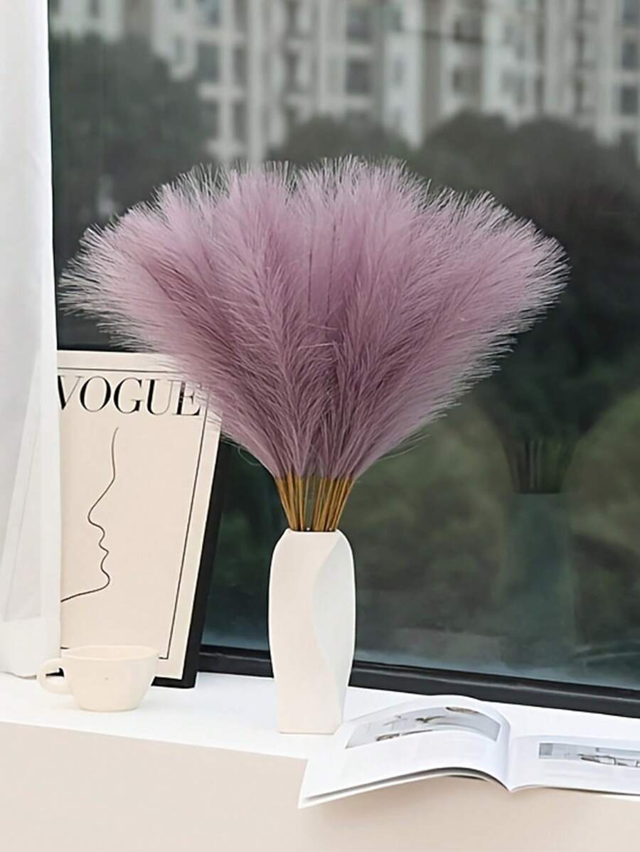 10/20pcs 52cm Beige Faux PampasGrass Artificial Reeds Fluffy Artificial ...