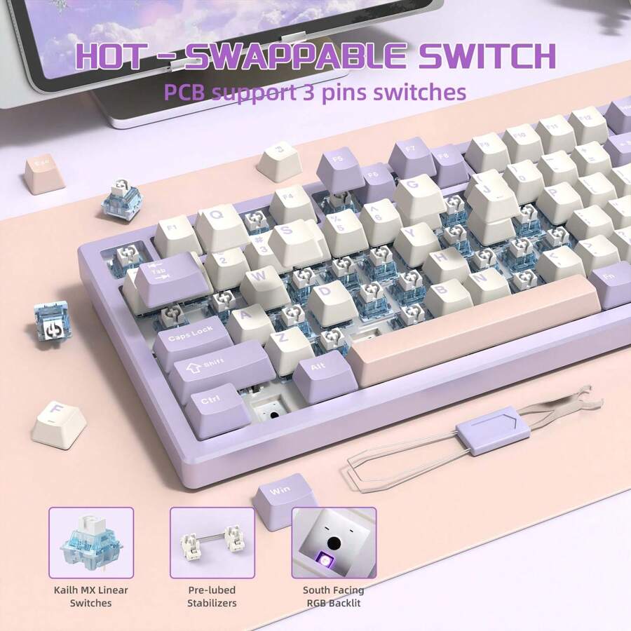 FREEWOLF FREEWOLF X ATTACK SHARK X75 Teclado Mecânico 75% Totalmente de Alumínio VIA Sem Fio ...