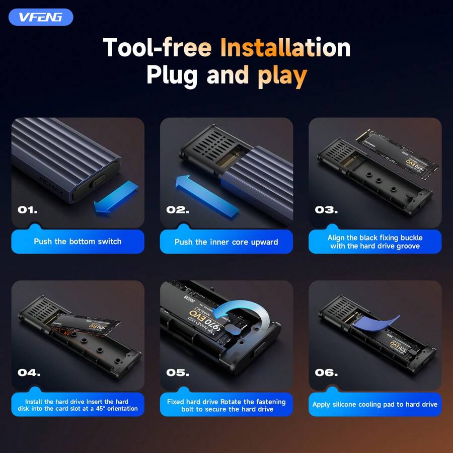 Alloggiamento M.2 SSD VFENG compatibile con protocollo M.2 NVMe ...