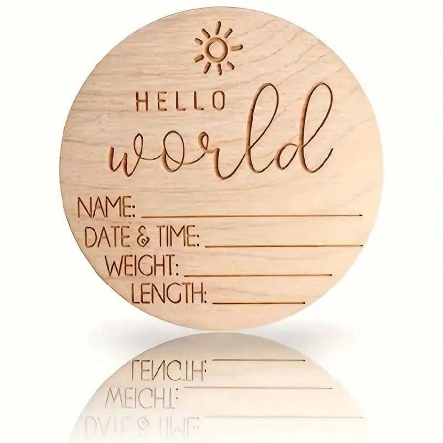 5.5 Inch Cute Announcement Sign, Birth Announcement Card, Wooden Birth ...