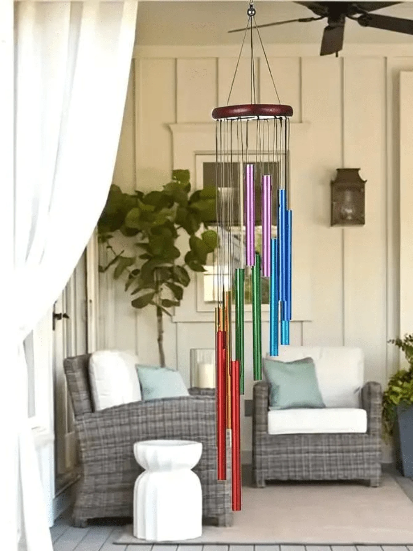 Wind Chimes With 12 Colored Aluminum Tubes And Hooks, Decorated With ...