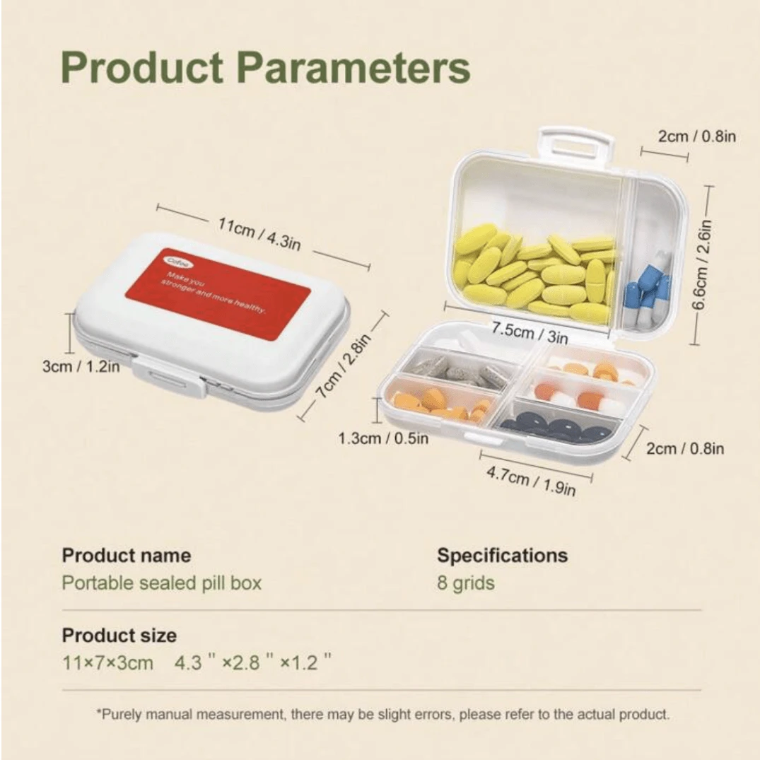 Doddo 8-Grids Clamshell Pill Box 7 DaysPortable Storage Box Medicine ...