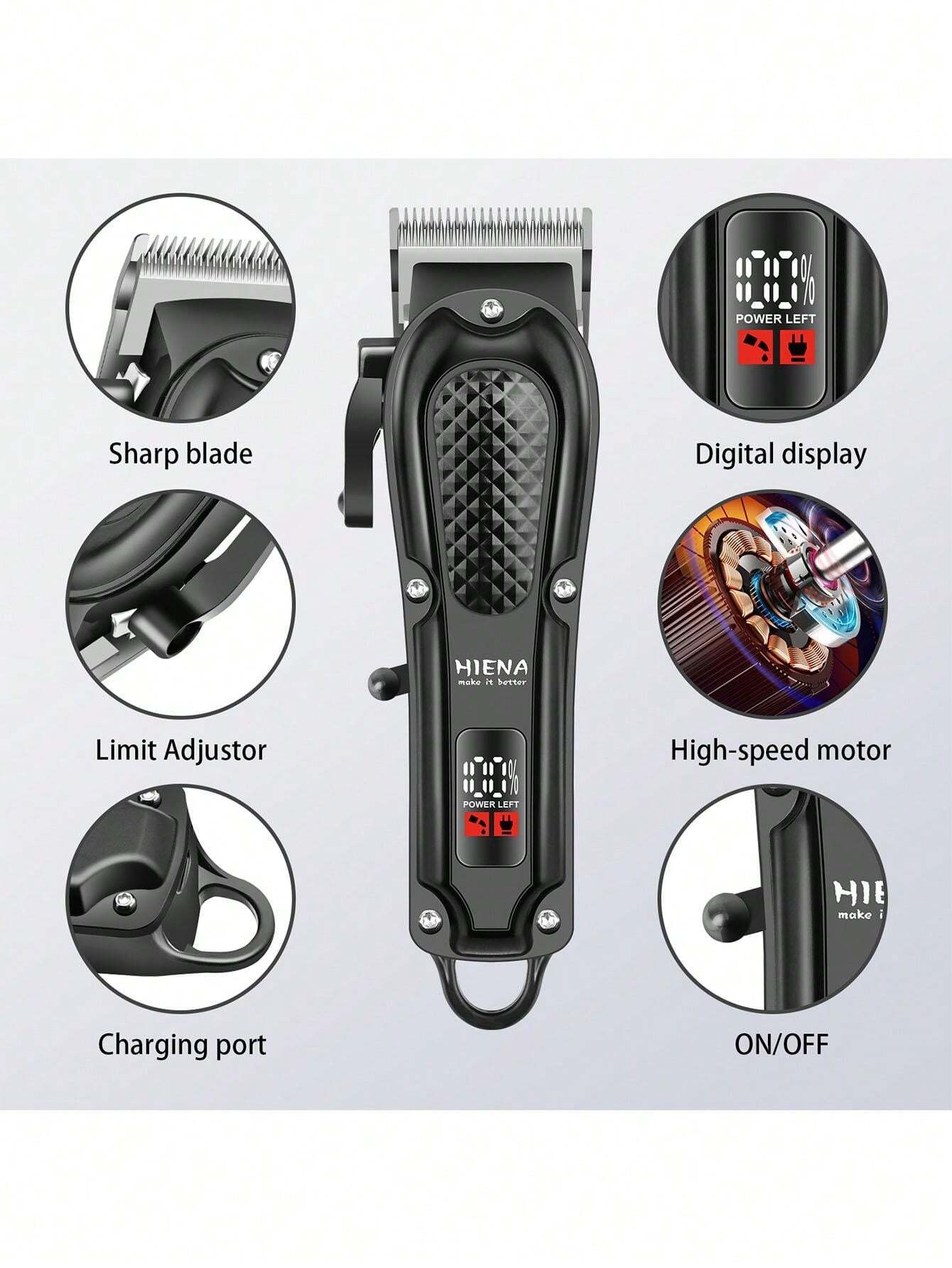 Rechargeable Pro Barber Clipper - Cordless Hair Cutting Machine With ...