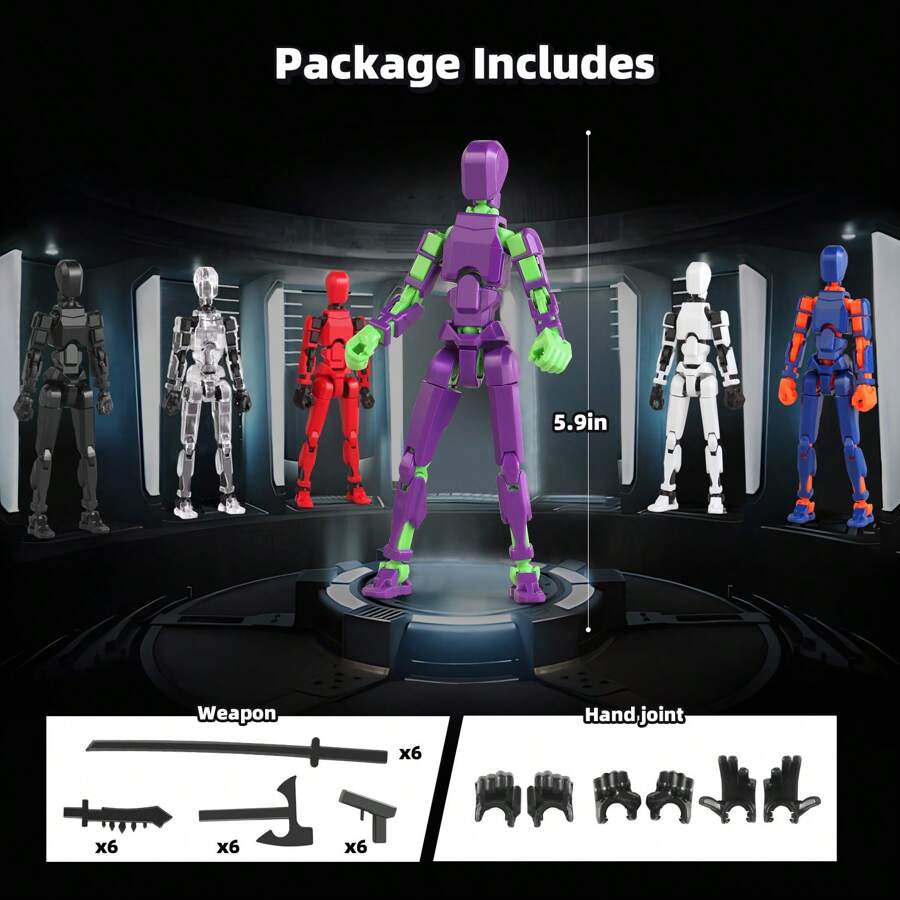 6 PCS T13 Action Figure Set, Robot 13 Action Figure Dummy 3D Printed ...