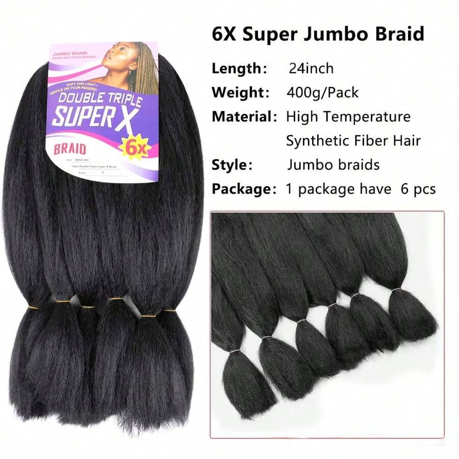 Extensions de cheveux Tresses Jumbo Yaki synthétiques de 24 pouces ...