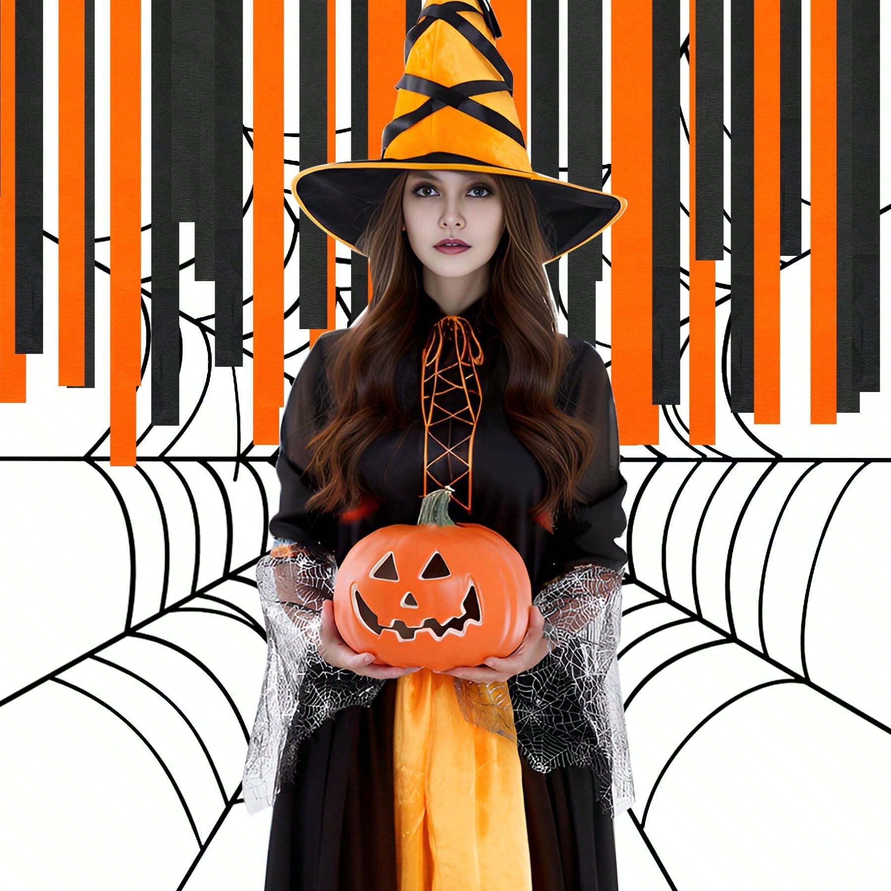 Halloween Streamers Crepe Paper Orange And Black Streamers 328ft 4 ...