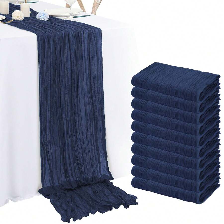 10 Pack 10Ft Cheesecloth Table Runner Boho Romantic Gauze Table Runner ...