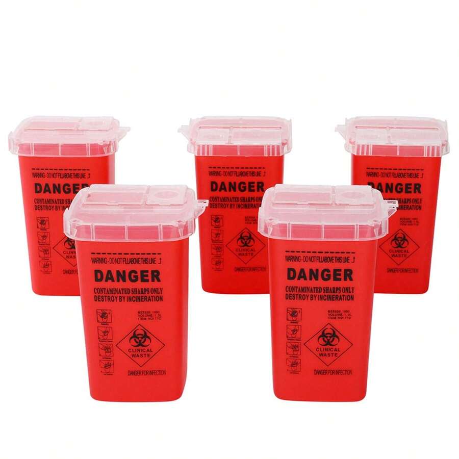 Sharps Disposal Container,5 Packs Biohazard Tattoo Needle Disposal ...