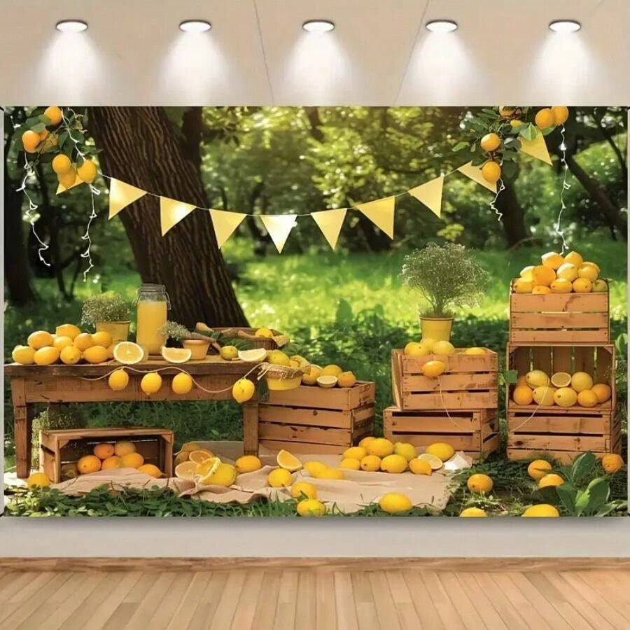 1pc, Lemon Backdrop For Photoshoot Portrait Summer Green Trees Yard ...