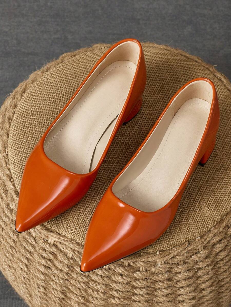 Women Fashion Green Pointed Low Vamp Navy Blue Stone Pattern Apricot ...