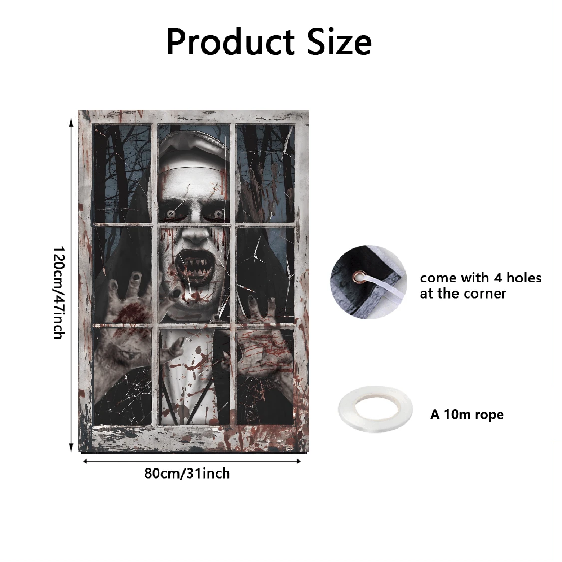 1 Pc Halloween Window Banner Horror Bloody Window Cover Terrifying And ...