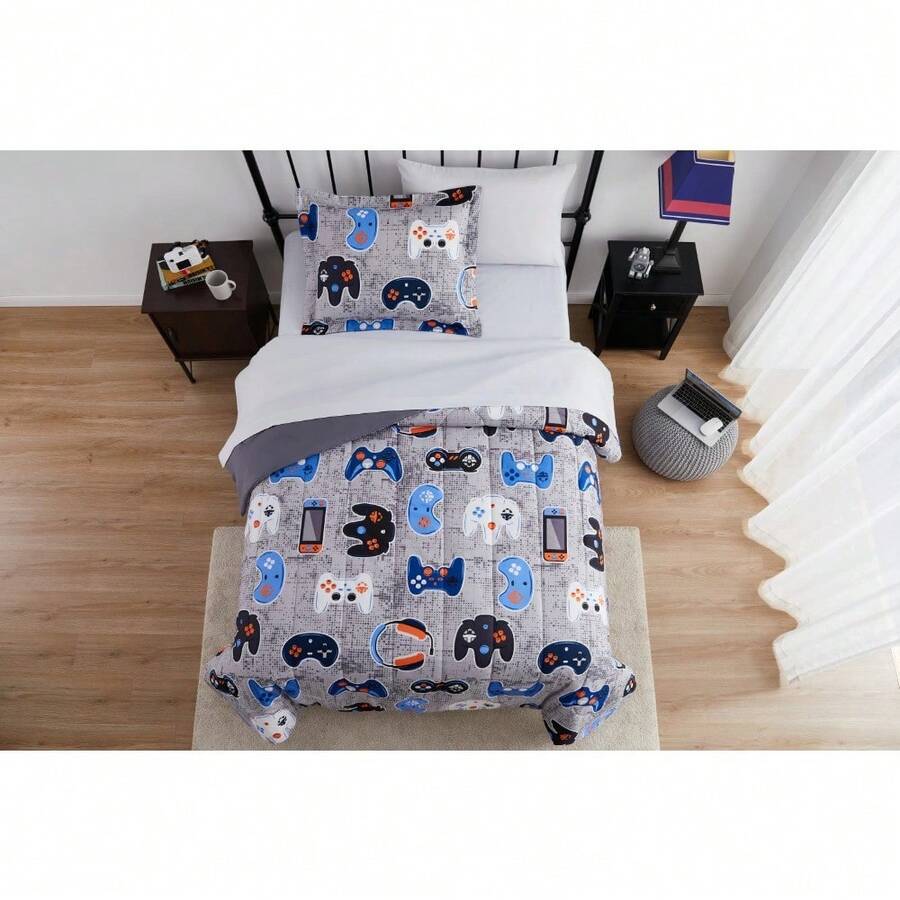 Glow-In-The-Dark Gamer Bed-In-A-Bag Coordinating Bedding Set, Twin ...