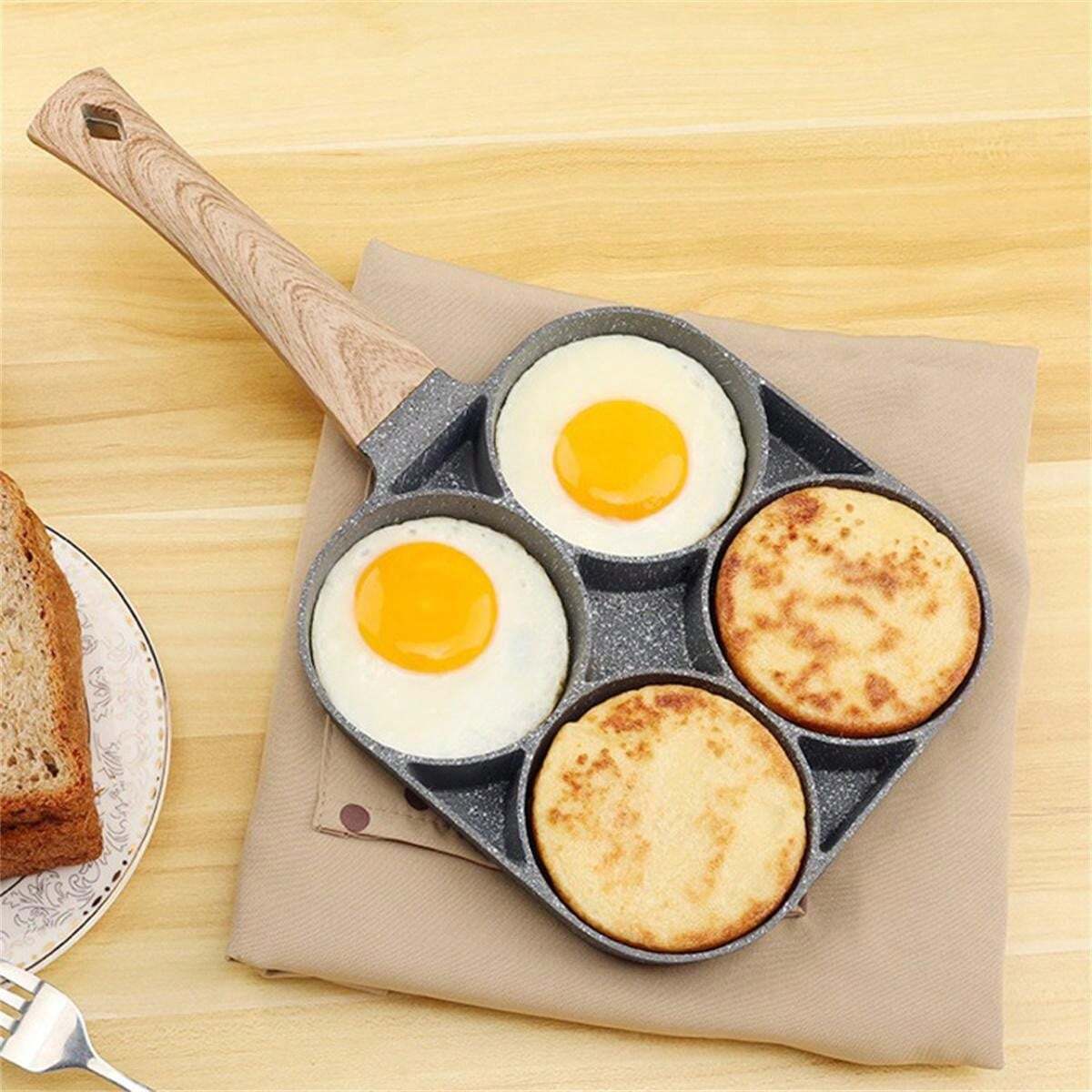 4 Holes Fry Pan For Egg, Non Stick Ham Pancake Maker, Egg Burger Pan ...