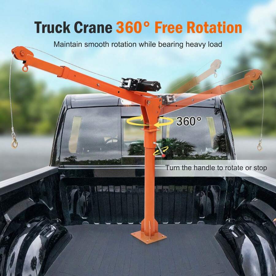 Winch 1100 Lb Folding Truck-Mounted Crane With Electric Winch 3500 Lb 12V, Electric Pickup Truck ...