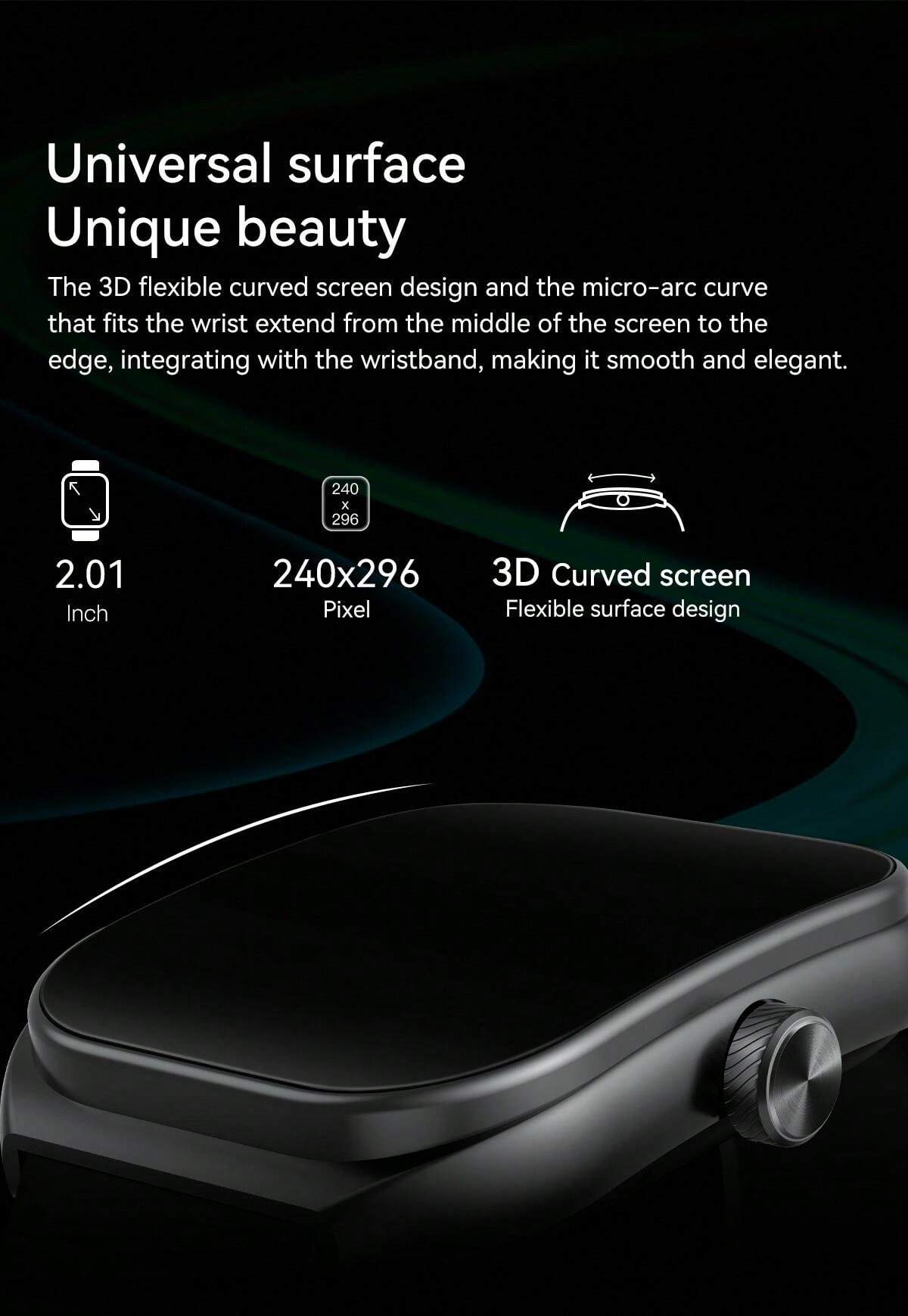 SIMSONLAB SIMSONLAB Smartwatch da 2,01 pollici con schermo curvo 3D ...