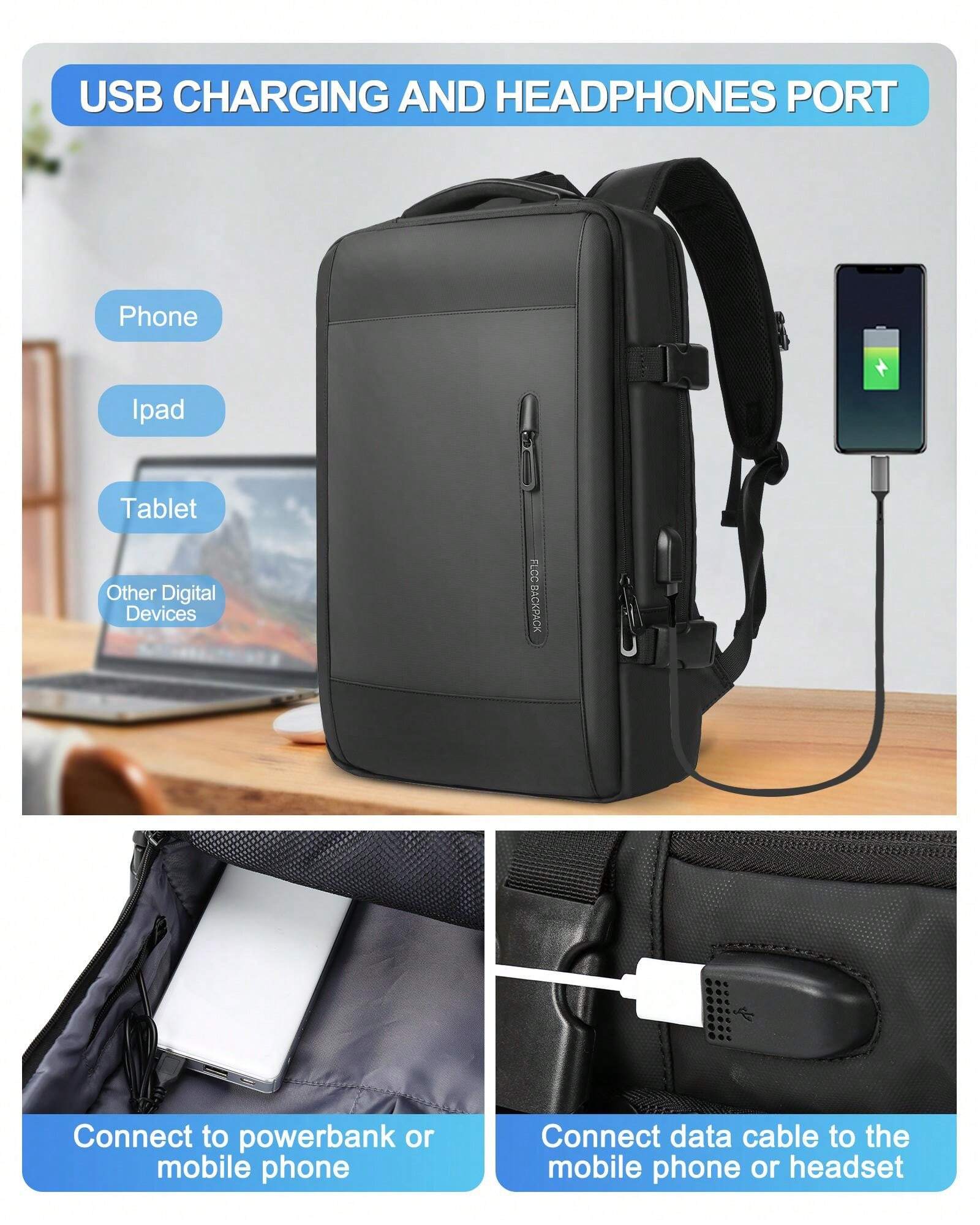 42L Extragroßer Reiserucksack mit Mehrfachfächern, Laptop-Rucksack mit ...