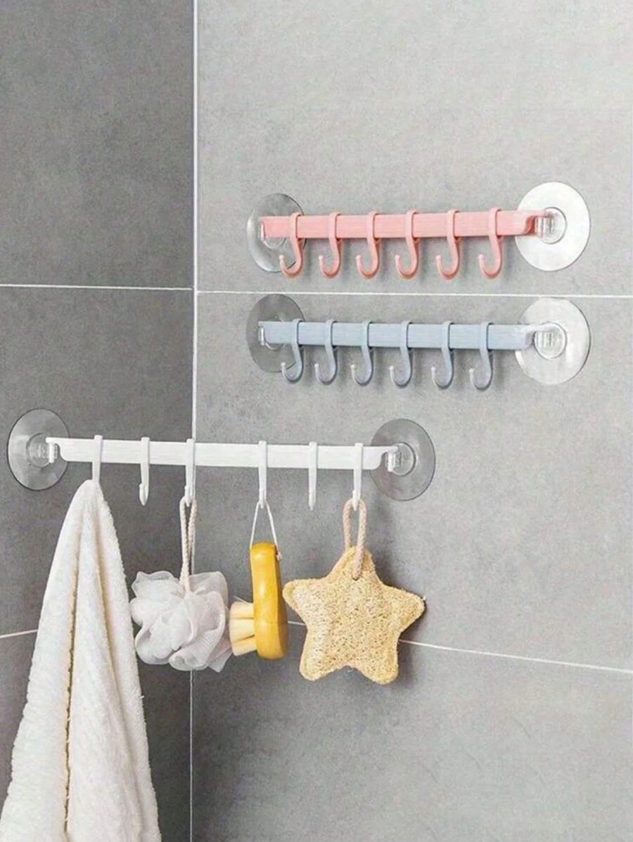 1pc Adhesive Type Hook, 6 Hooks For Kitchen, Bathroom, Corner ...