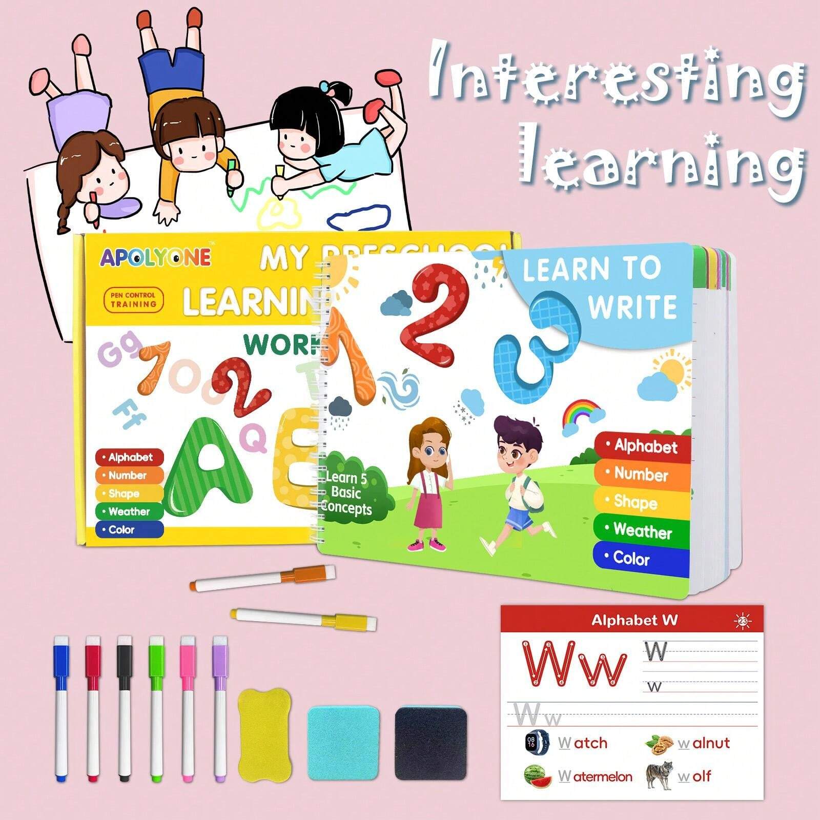 1 Peça Livro de Educação Pré-Escolar, 42 Páginas com Papel A4 Mais ...