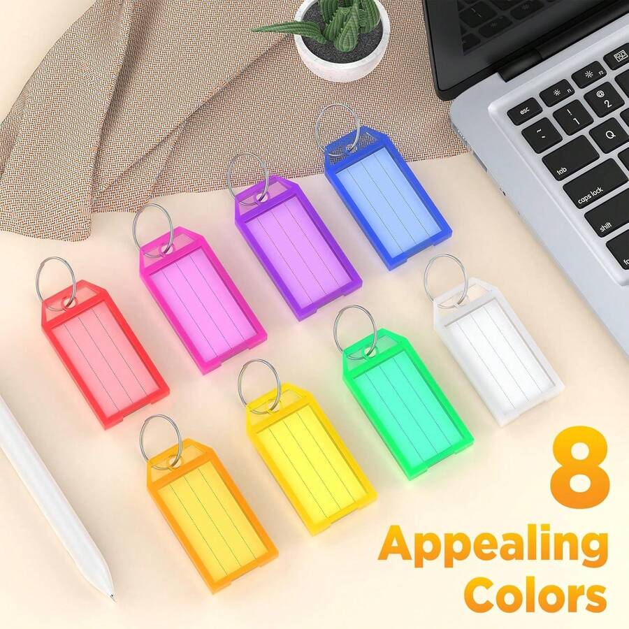24 Pack Plastic Key Tags With Label, Key Labels With Split Ring And ...