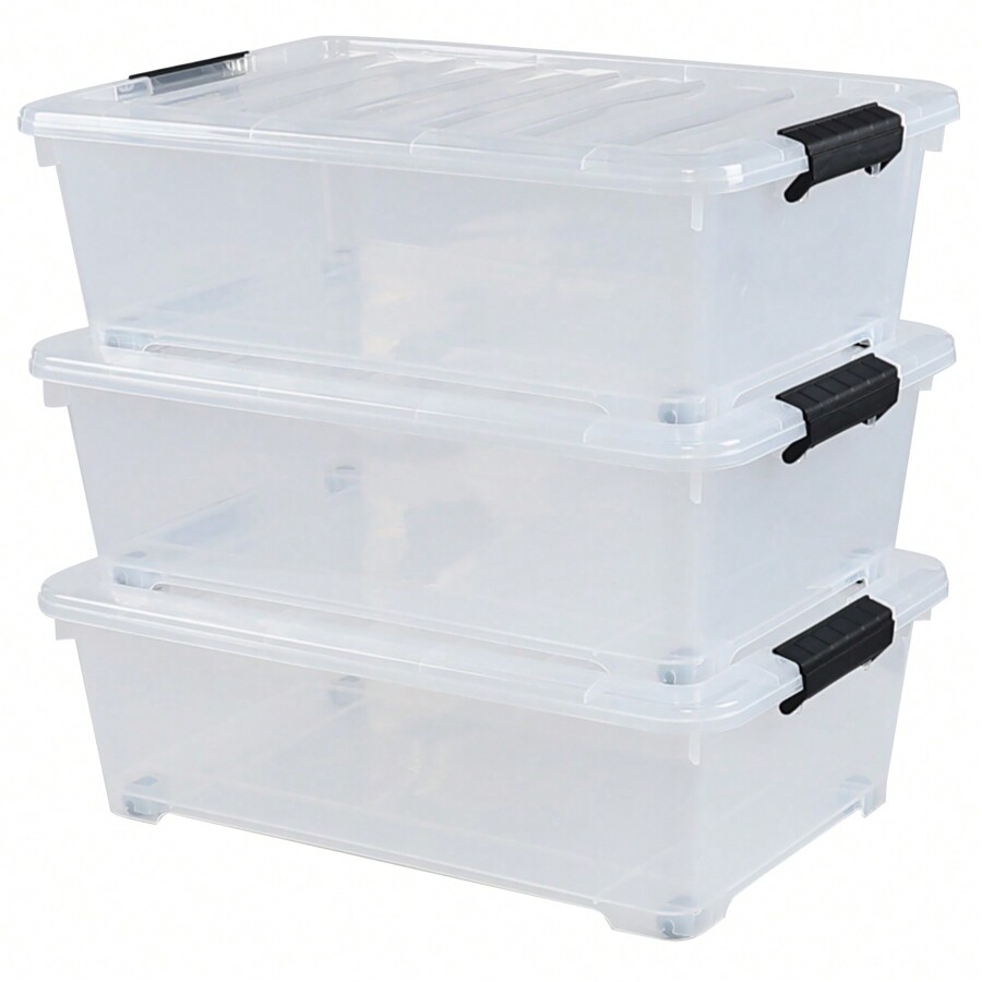 Yuright Yuright 3 Packs 20 Liter Under Bed Storage Bins With Wheels ...