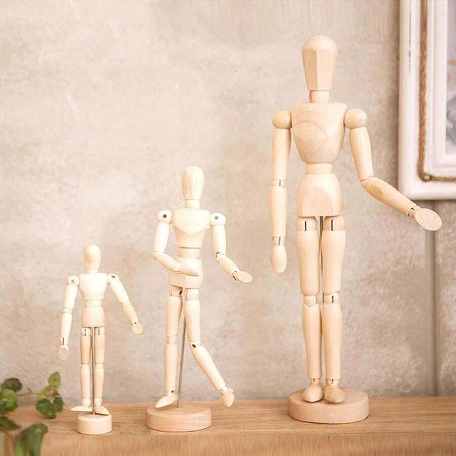 4.5 5.5 8 Inch NEW Artist Movable Limbs Male Wooden Ornament Figure ...