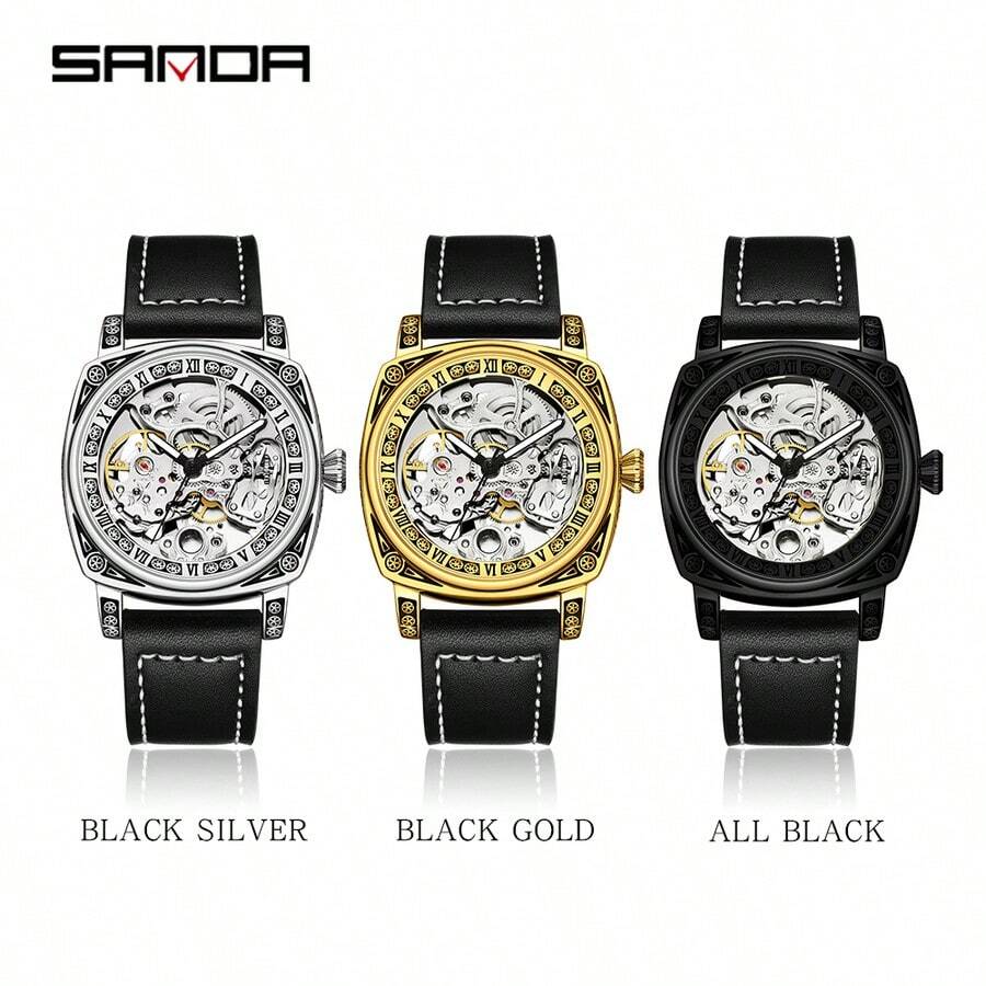 Sanda 2024 New Watch Men's Hollow Mechanical Watch Fashion 7013 Fully ...