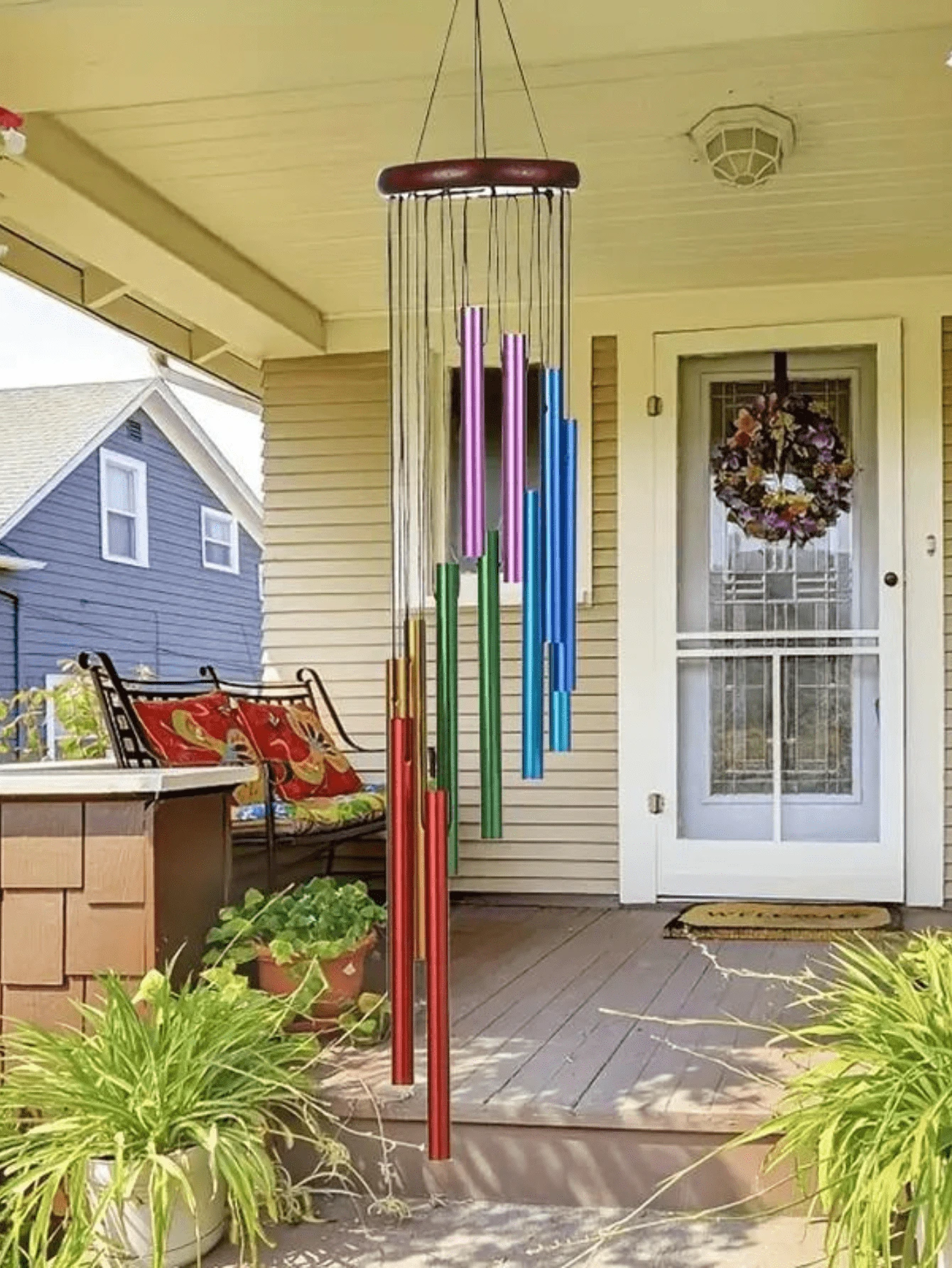 Wind Chimes With 12 Colored Aluminum Tubes And Hooks, Decorated With ...
