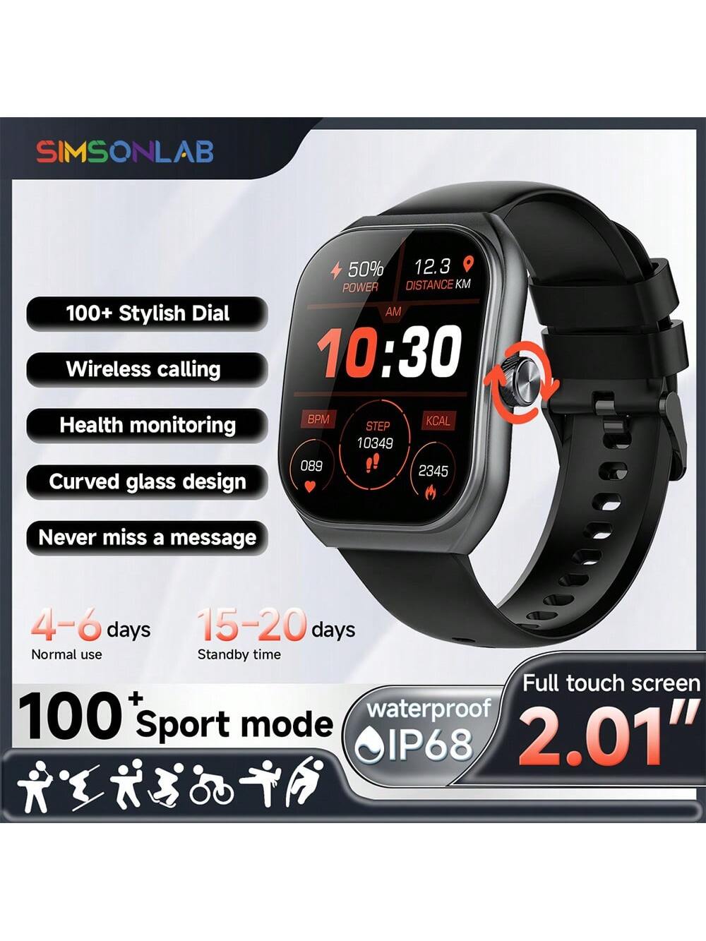 SIMSONLAB SIMSONLAB 2.01-Inch Fully Touchscreen 3D Curved Screen ...