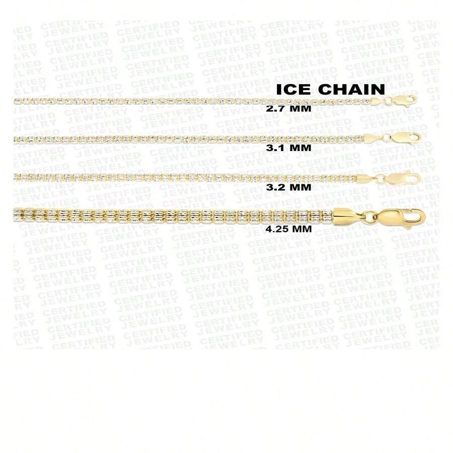 14k Solid Gold Diamond Cut Ice Link Chain Necklace | SHEIN USA