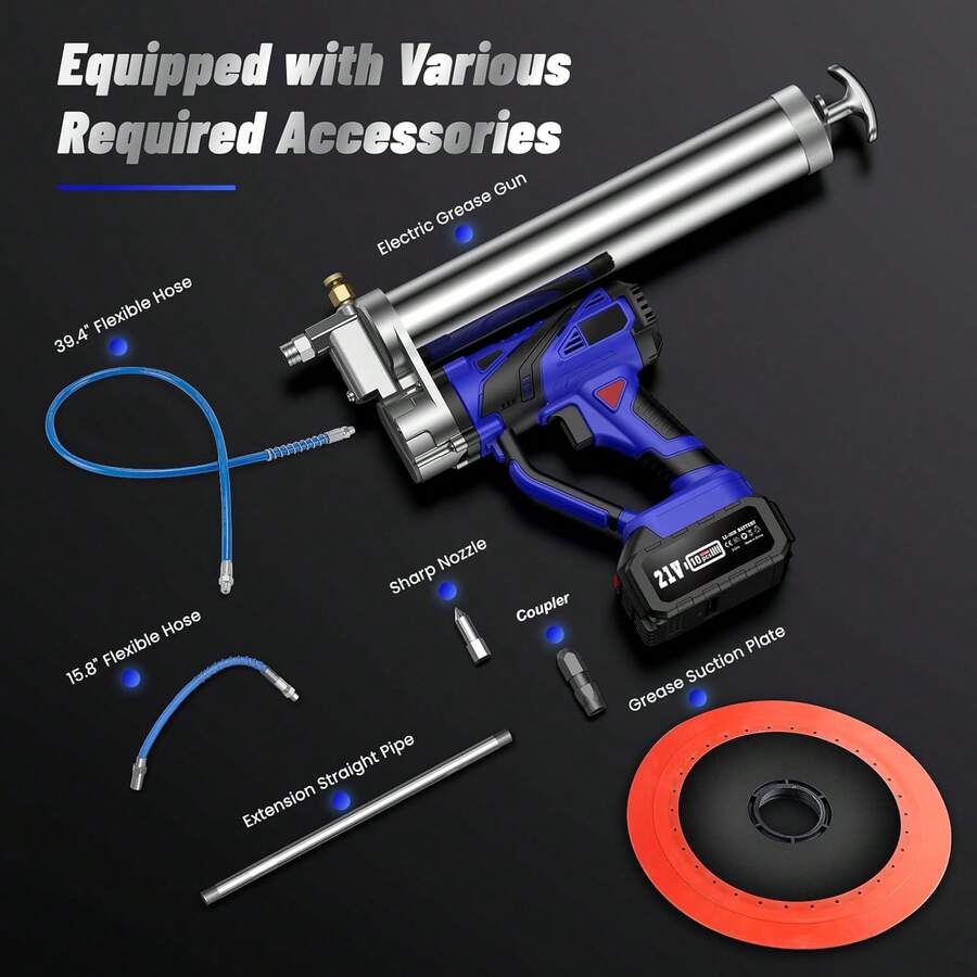 Grease Gun Battery Powered, [2023 Update Powerful] 21V Electric Grease ...