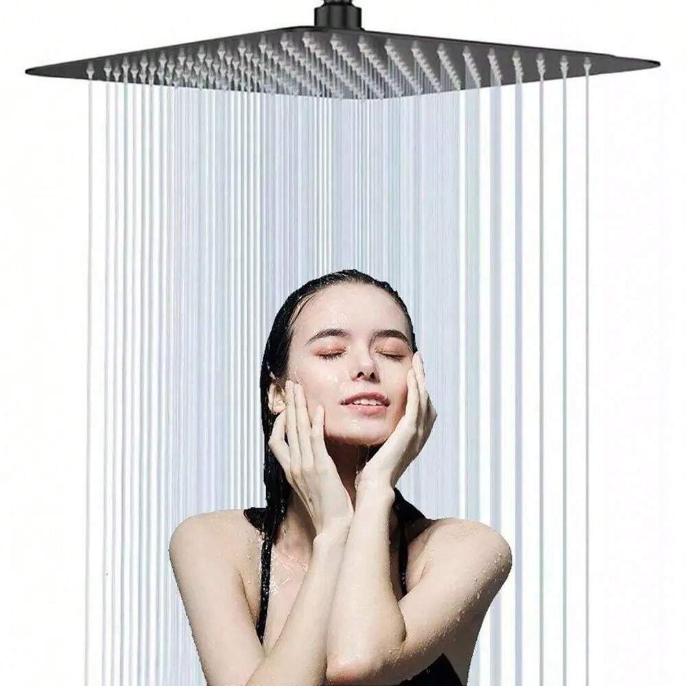 Rain Shower Head, High Flow Stainless Steel Square Rainfall ShowerHead ...