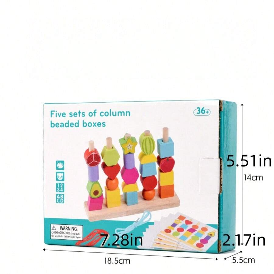 A Set Of Two In One Wooden Fruit Shaped Five Column, Children's Early ...