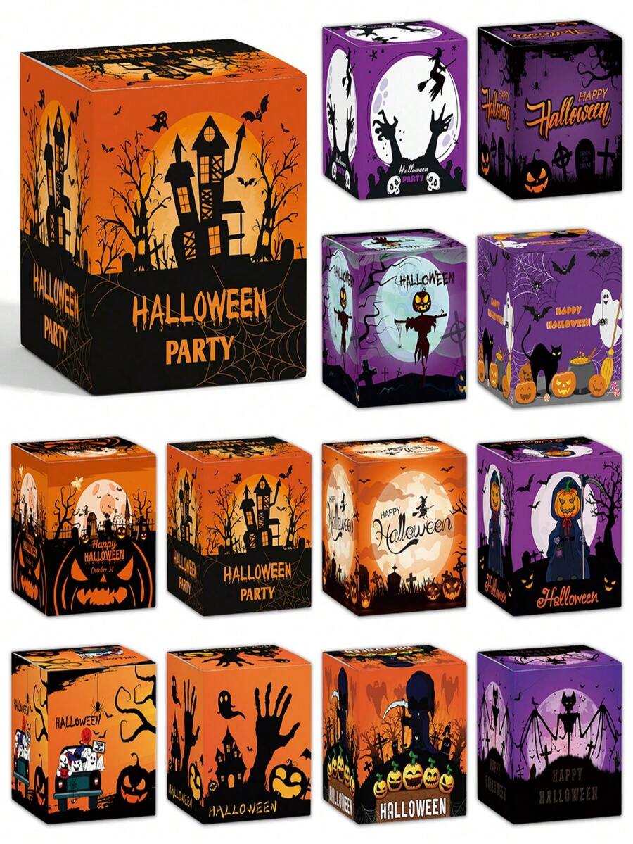 6pcs Halloween Themed 3D Clasp Paper Candy Snack Gift Boxes, Party ...