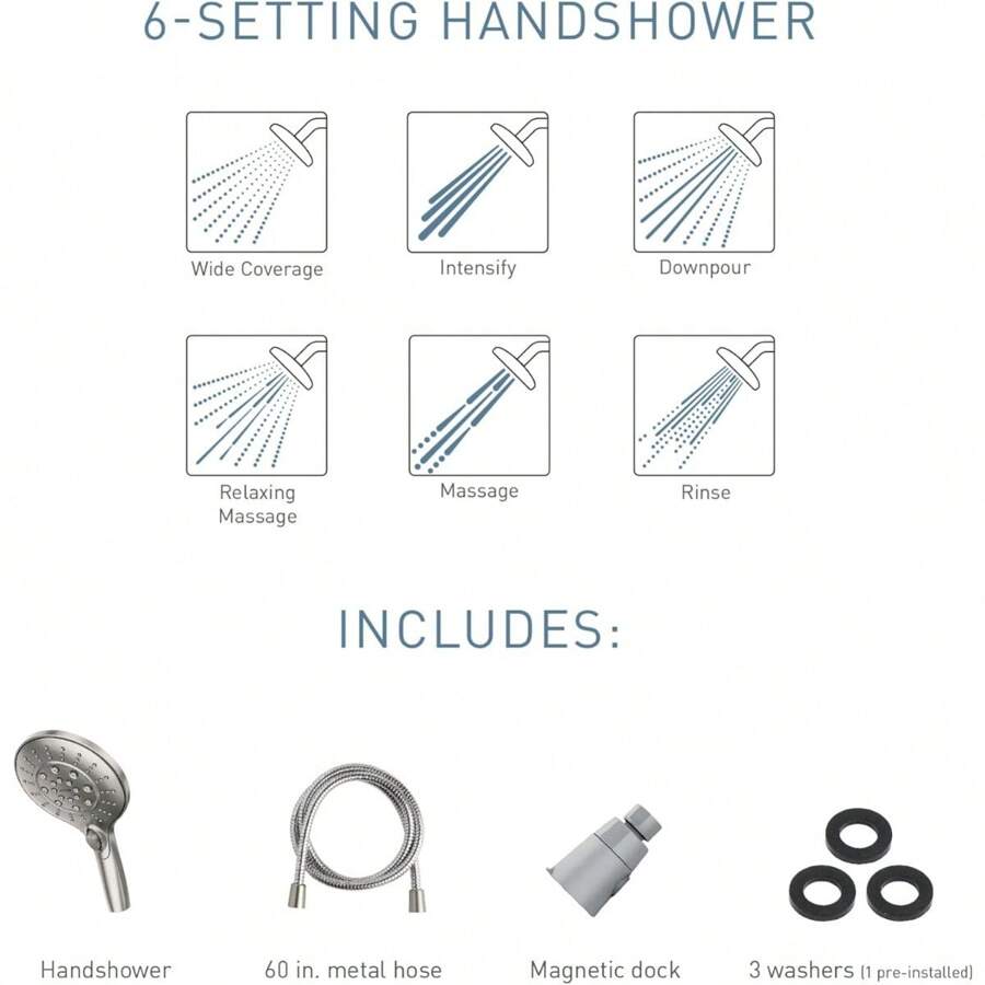 Engage Chrome Magnetix Six-Function 5.5-Inch Handheld Showerhead With ...