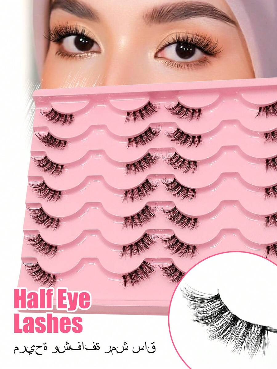 14 Pairs Transparent Stem Of Natural Look Wispy Half Lashes ...