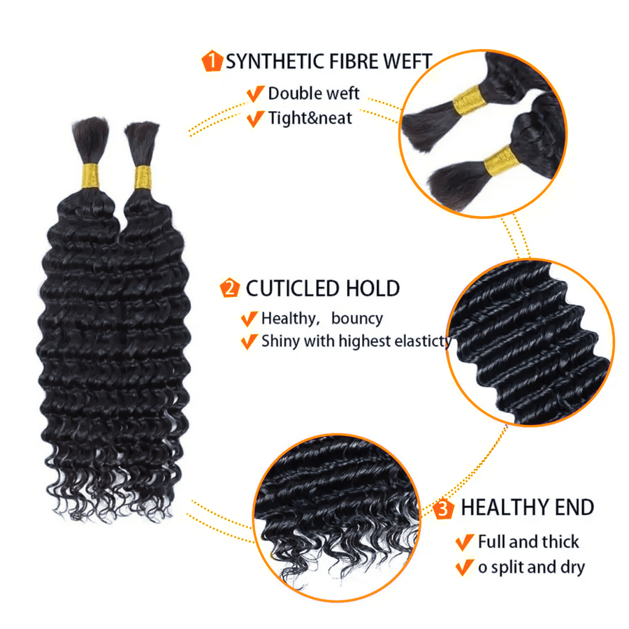 FULCRUM 18-24 Inch Deep Wave Bulk Synthetic Hair For Boho Braids ...