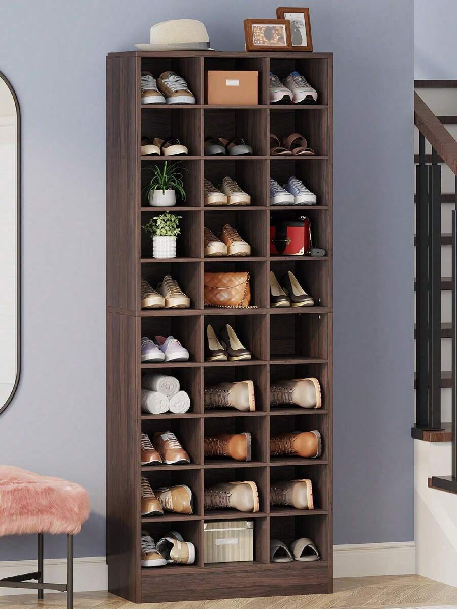 LITTLE TREE 10-Tier Tall Shoe Rack Entryway Shoe Organizer, White ...