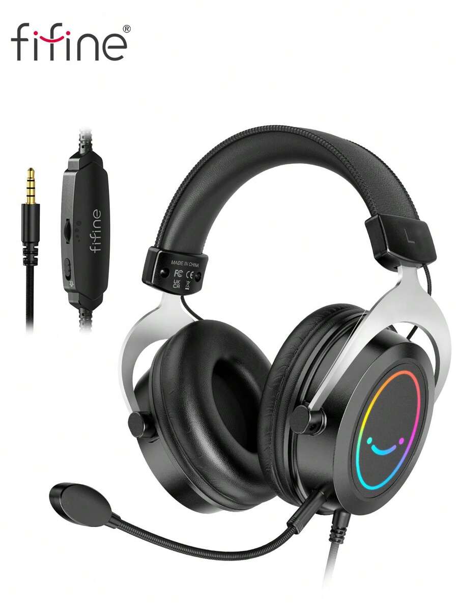 FIFINE Fone de ouvido para jogos FIFINE com microfone removível, fone ...