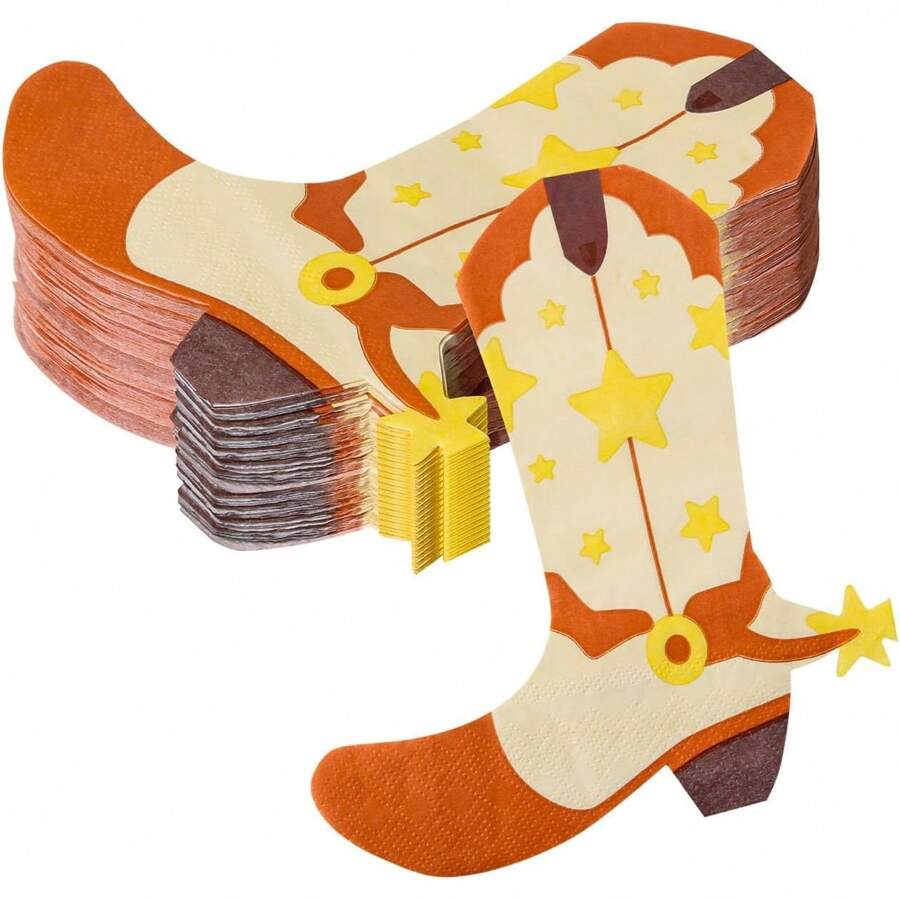 25 Packs Western Cowboy Party Decorations Napkins, 6.3Inch Cowgirl Boot ...